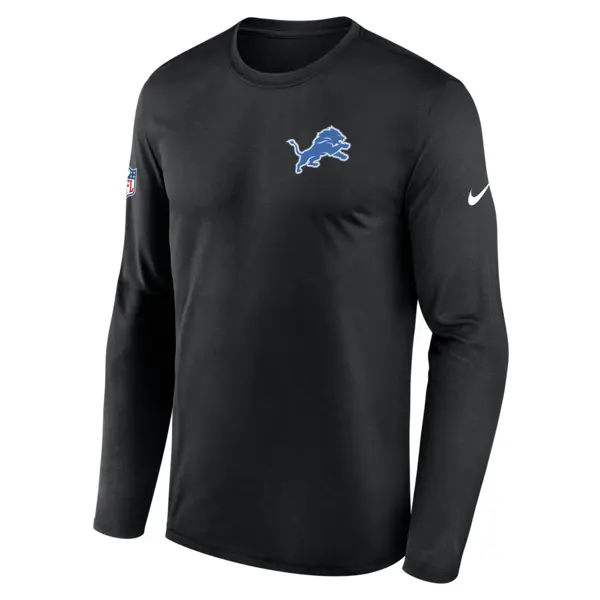 Nike Detroit Lions Alt Legend Small Logo Dri-fit Nfl Long-sleeve T-shirt - Black