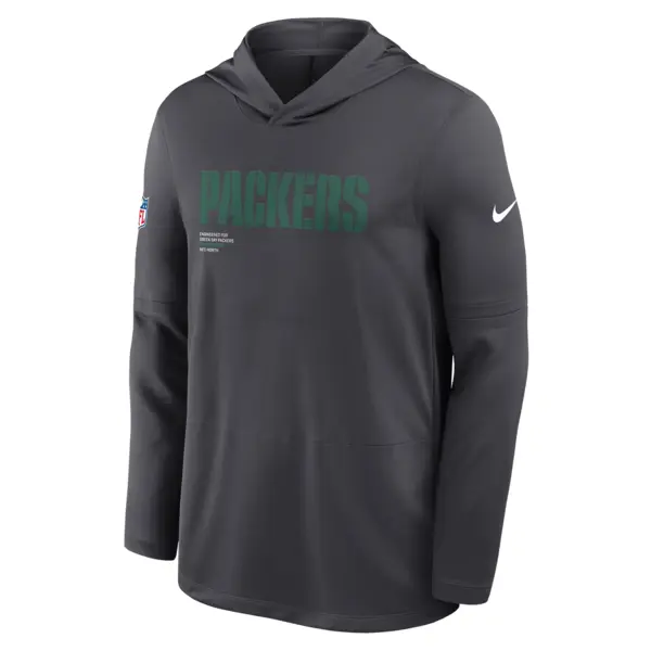 Nike Green Bay Packers Pure Fury Sideline Dri-fit Nfl Long-sleeve Hooded Top - Grey