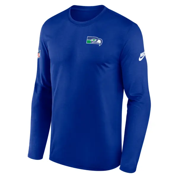 Nike Seattle Seahawks Alt Legend Small Logo Dri-fit Nfl Long-sleeve T-shirt - Blue