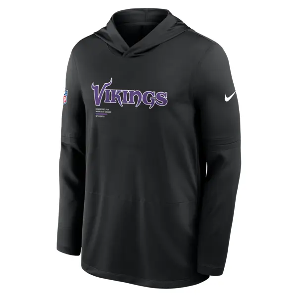 Nike Minnesota Vikings Pure Fury Sideline Nfl Long-sleeve Hooded Top - Black