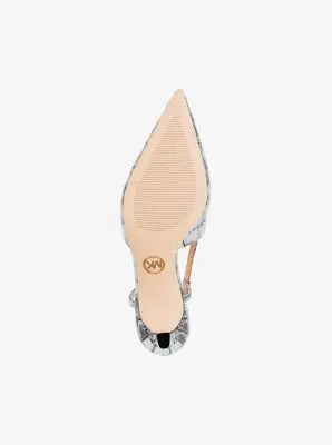 Michael Kors Metallic Crocodile Embossed Leather Slingback Pump - Silver