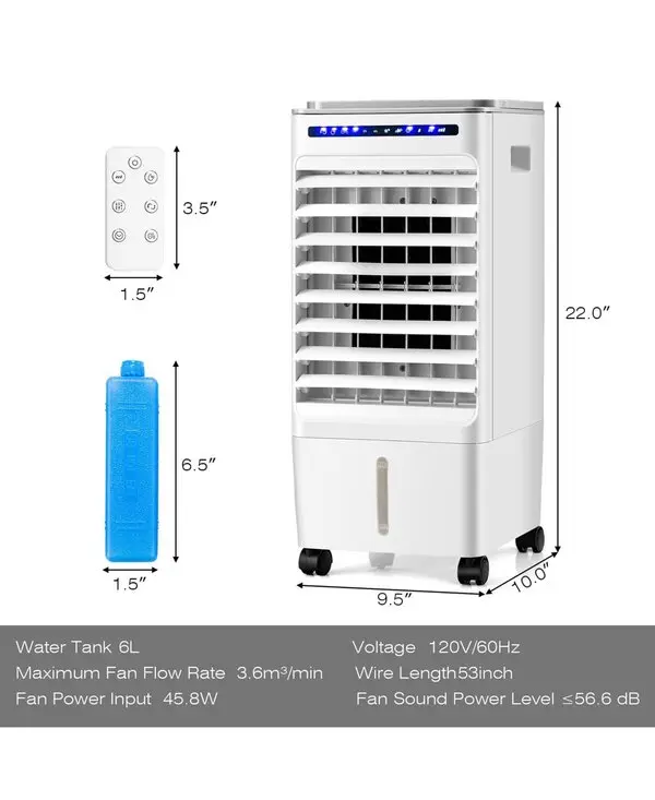 MECALE 3-in-1 Evaporative Portable Air Cooler With 3 Modes Include Remote Control