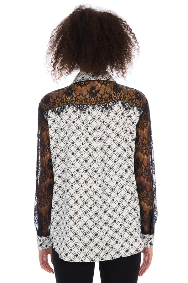 Allison Liliana Printed Shirt With Lace Detail