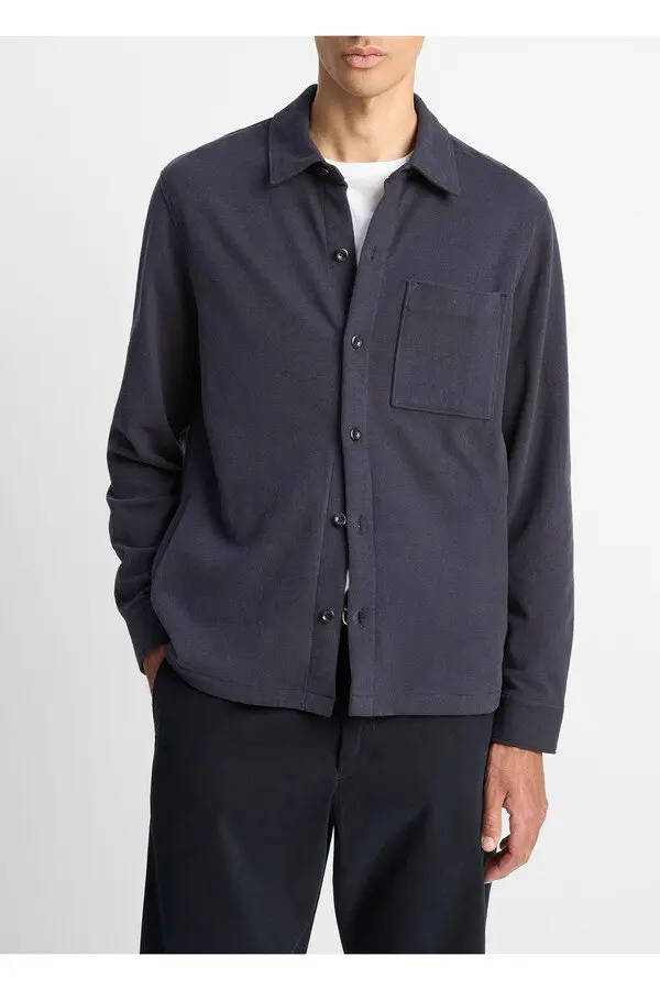 Vince Heavy Sueded Cotton Shirt Jacket - Blue
