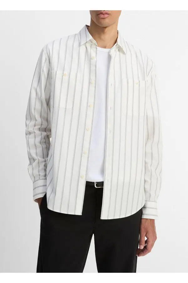 Vince Port Stripe Cotton Button-front Shirt
