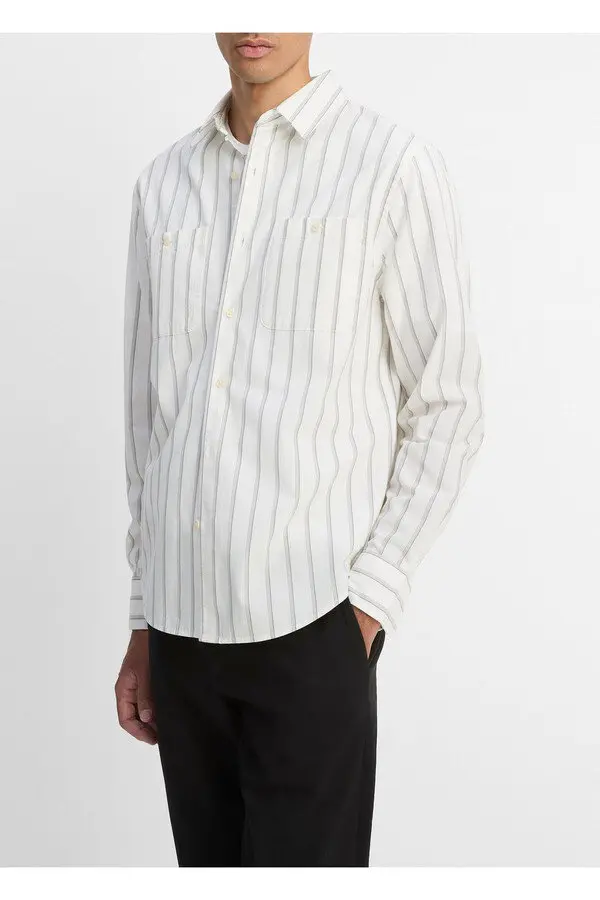 Vince Port Stripe Cotton Button-front Shirt