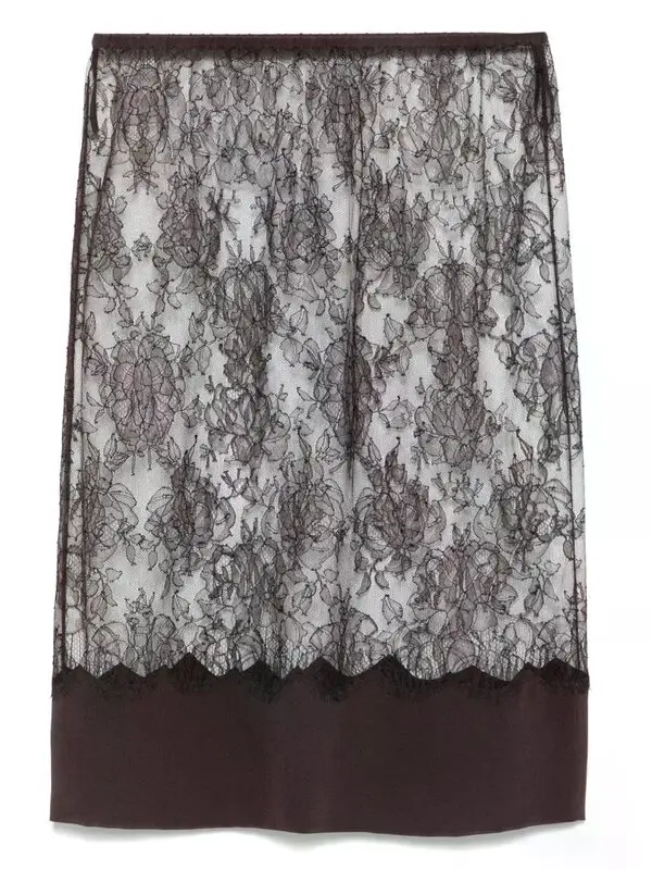Carine Gilson Lace Slip Skirt - Brown