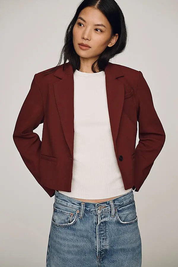 Maeve Boxy Cropped Blazer Jacket