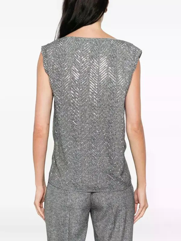 Ermanno Scervino Herringbone-pattern Sequin-embellishment Top