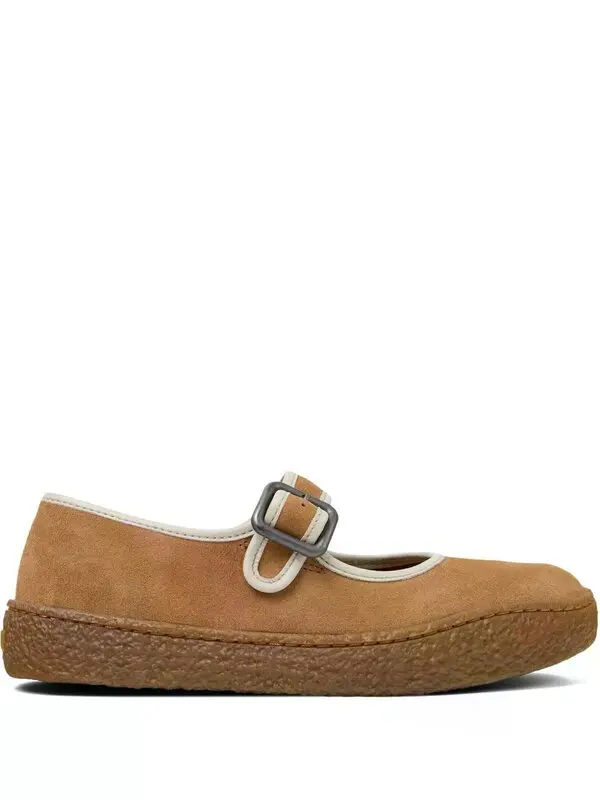 Camper Peu Terreno Buckle-strap Suede Ballet Flats - Brown