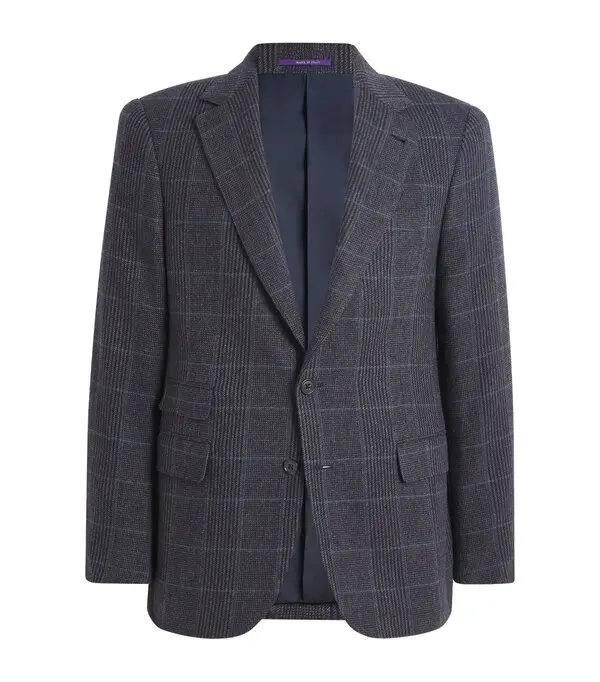 Ralph Lauren Purple Label Cashmere Check Gregory Blazer - Navy