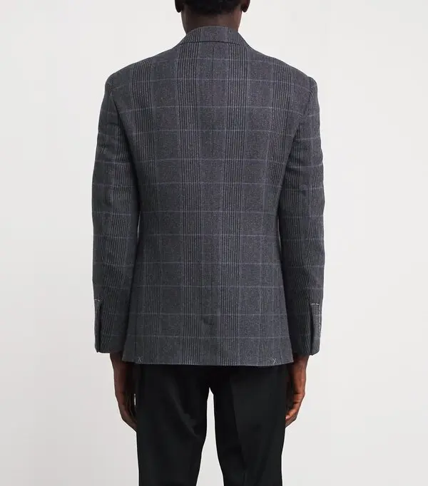 Ralph Lauren Purple Label Cashmere Check Gregory Blazer - Navy