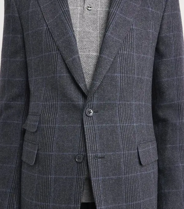 Ralph Lauren Purple Label Cashmere Check Gregory Blazer - Navy