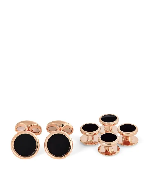 DEAKIN & FRANCIS Onyx Cufflinks Dress Set - Rose Gold