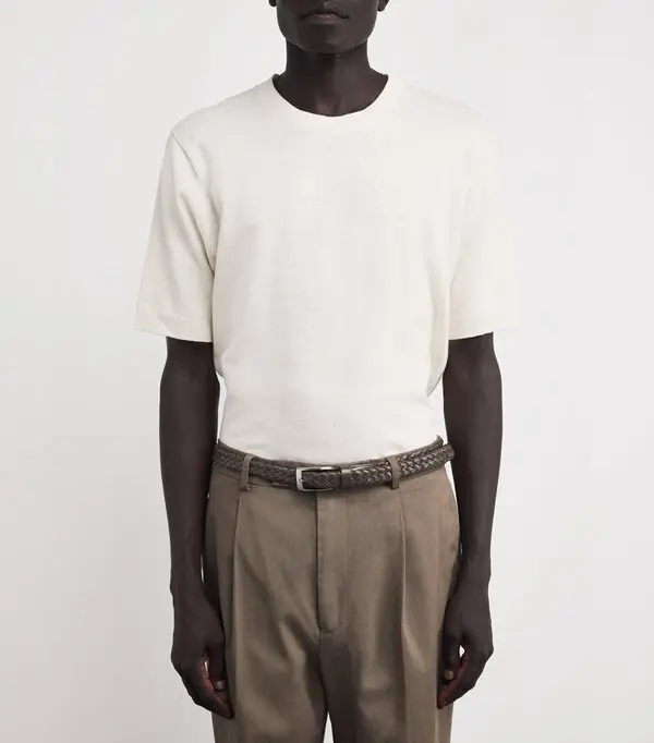 Canali Leather Woven Belt