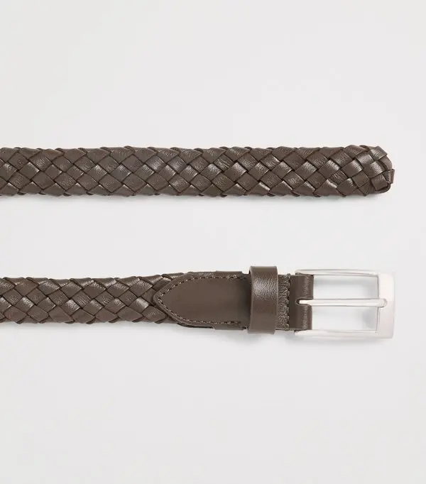 Canali Leather Woven Belt