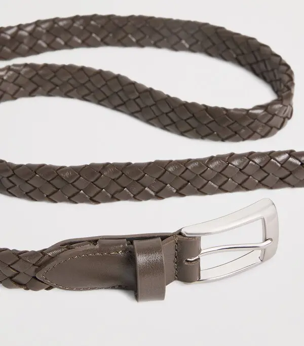 Canali Leather Woven Belt