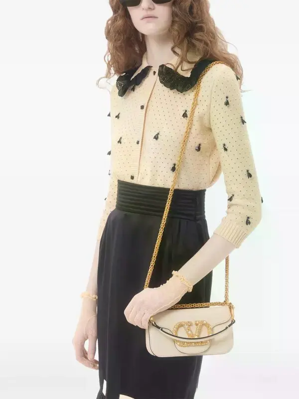 Valentino Garavani Locò Small Shoulder Bag In Calfskin With Jewel Logo