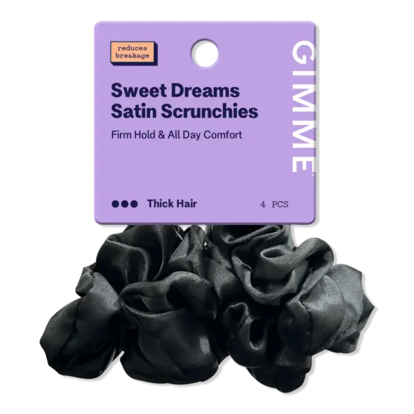 GIMME BEAUTY Large Satin Scrunchies - Black