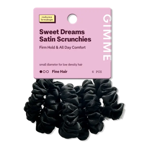GIMME BEAUTY Satin Hair Scrunchies 6 Pack - Black
