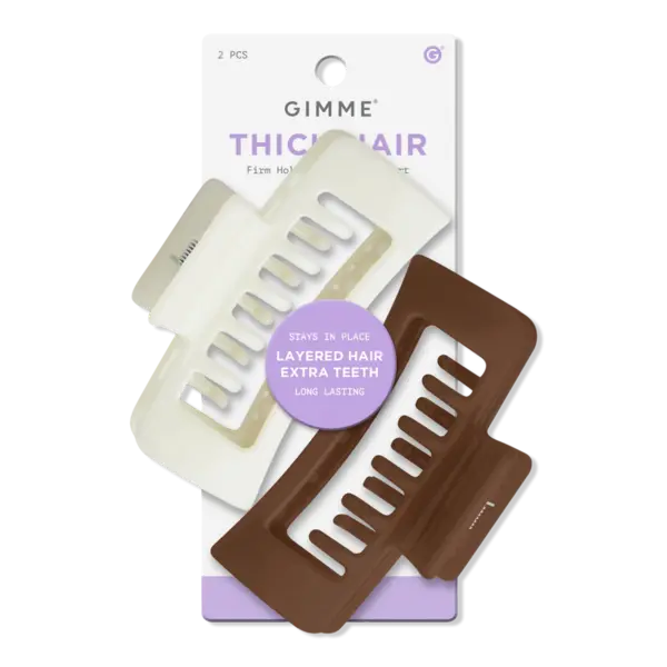 GIMME BEAUTY Double Teeth Rectangle Claw Clip - Cream/brown