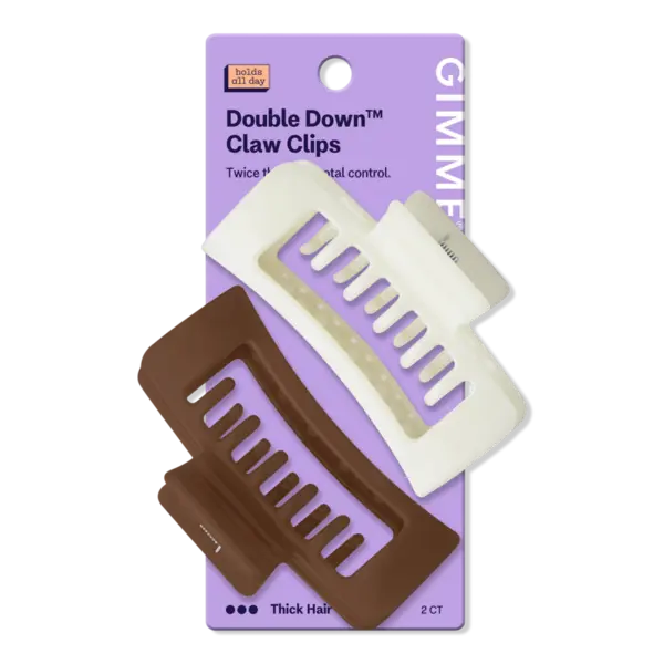 GIMME BEAUTY Double Teeth Rectangle Claw Clip - Cream/brown