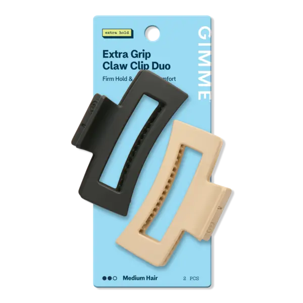 GIMME BEAUTY Extra Grip Rectangle Claw Clip - Black/tan