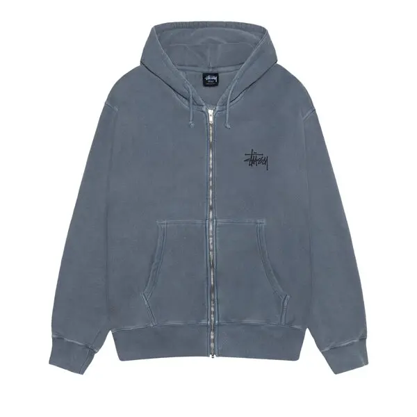 StÜssy Basic Pigment Dyed Zip Hoodie - Blue
