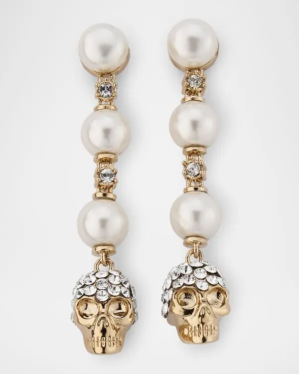 Alexander McQueen Skull Drop Earrings - Pearl
