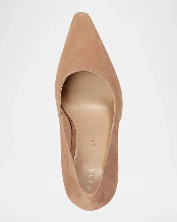 Marc Fisher Suede Block-heel Pumps - Tan