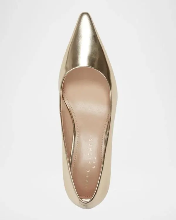 Marc Fisher Calynna Metallic Leather Kitten-heel Pumps - Gold