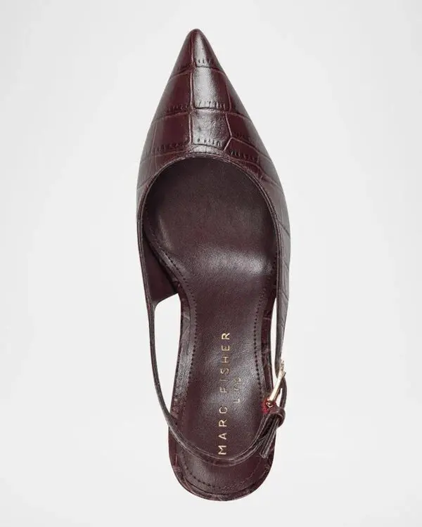 Marc Fisher Dorie Croc-embossed Slingback Pumps - Red