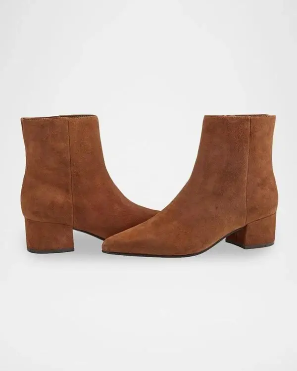 Marc Fisher Leonna Leather Block-heel Ankle Booties - Brown