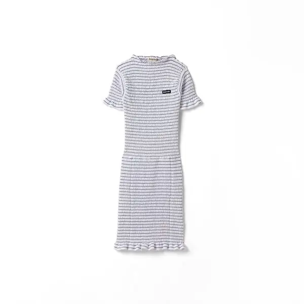 Miu Miu Smocked Striped Jersey Dress