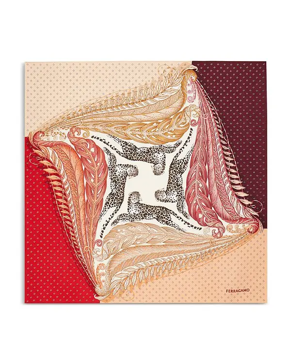 FERRAGAMO Madras Silk Scarf - Rosso Bordeaux