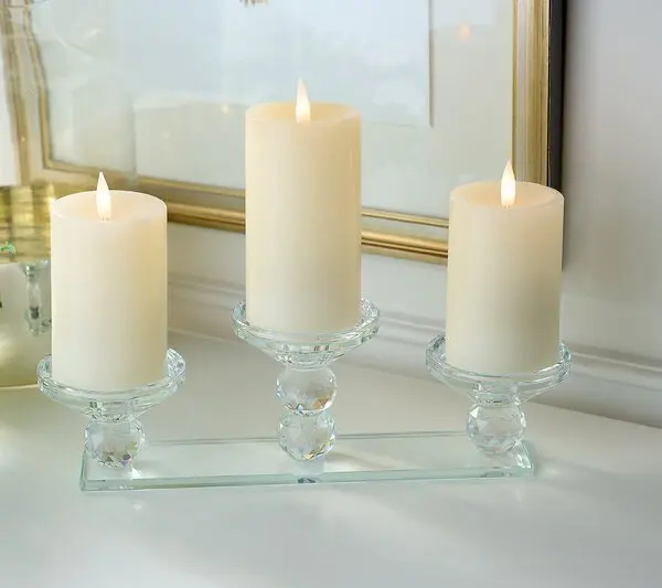 VALERIE PARR HILL Faceted Glass Candle Holder Trio Valerie - One-color