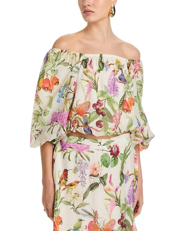 LUCKY & COCO Off-the-shoulder Top - Parrot Paradise