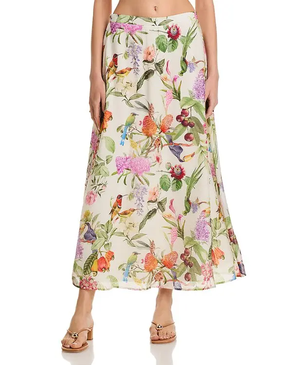 LUCKY & COCO Printed Maxi Skirt - Parrot Paradise