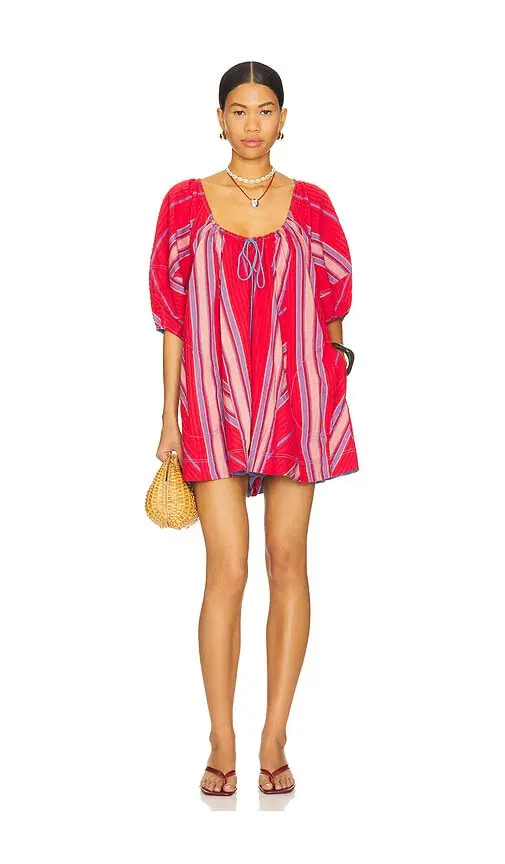 Free People Bop Around Romper - Seaside Stripe Red Combo