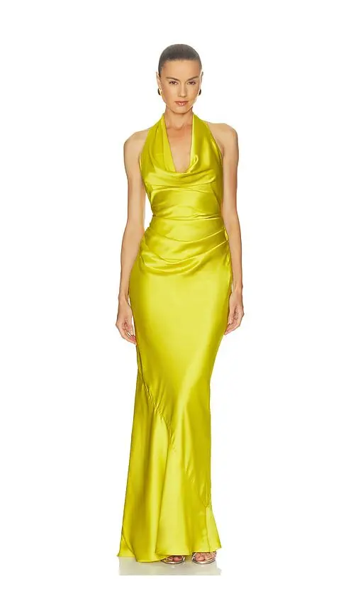 NOOKIE Penelope Drape Gown - Chartreuse
