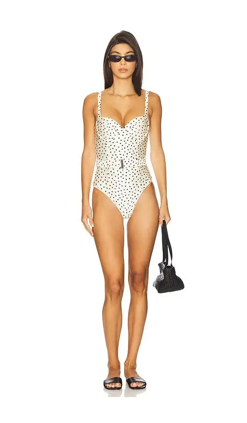 Devon Windsor Freya Full Piece Swimsuit - Ivory Domino