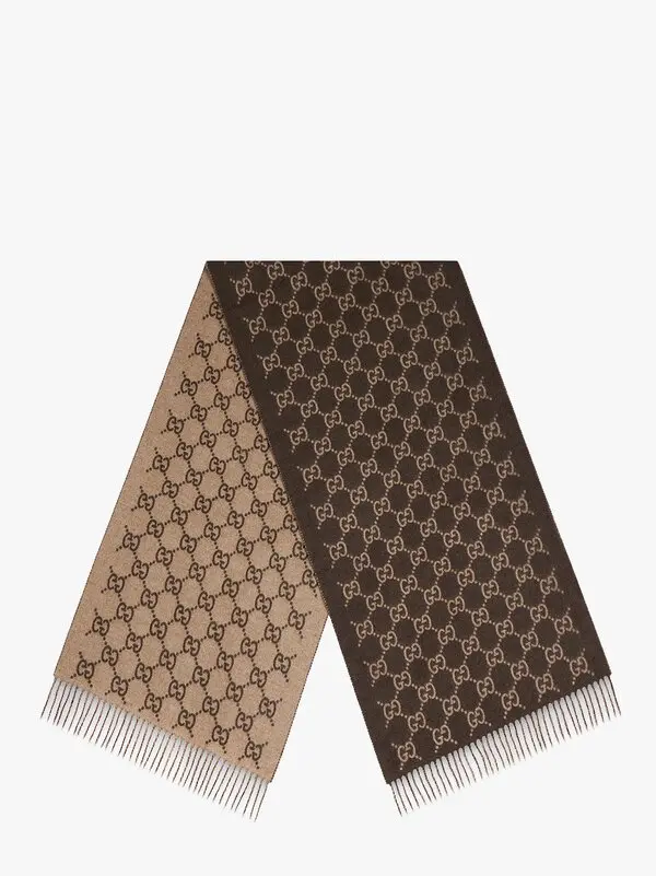 Gucci Gg Cashmere Scarf - Brown