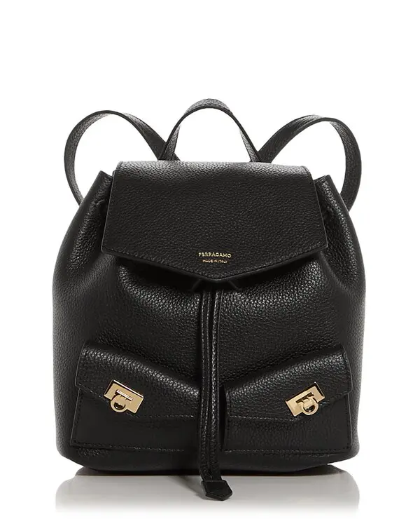 FERRAGAMO Gancini Leather Backpack - Nero