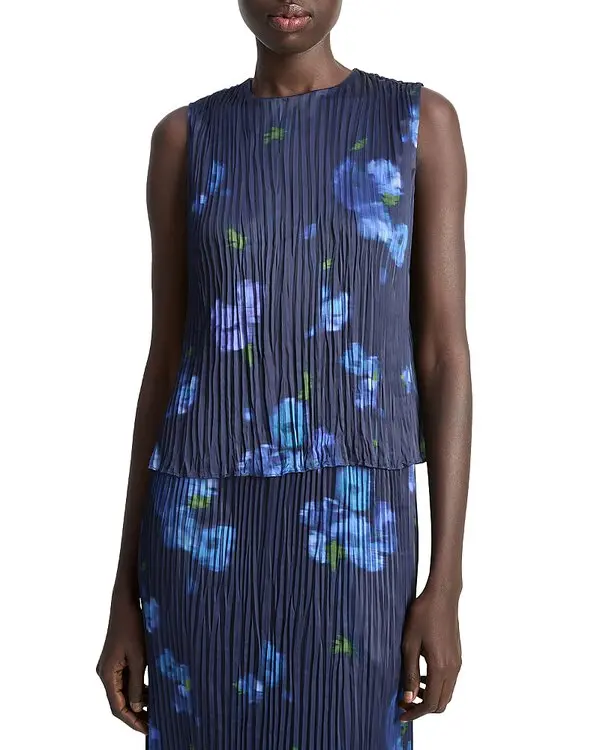 Vince Poppy Blur Crushed Satin Top - Midnight