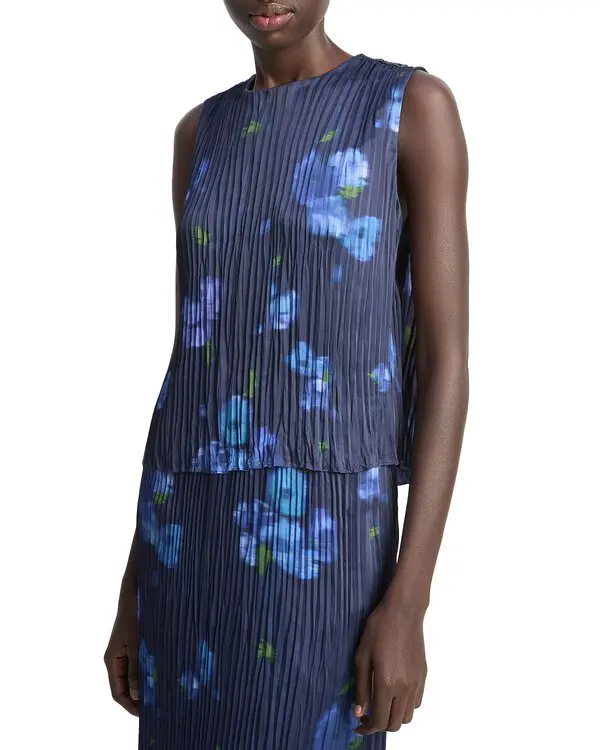 Vince Poppy Blur Crushed Satin Top - Midnight