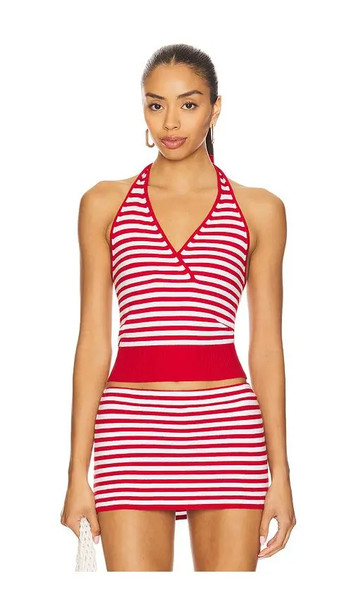 Frankies Bikinis Dylan Cloud Knit Halter Top - Red