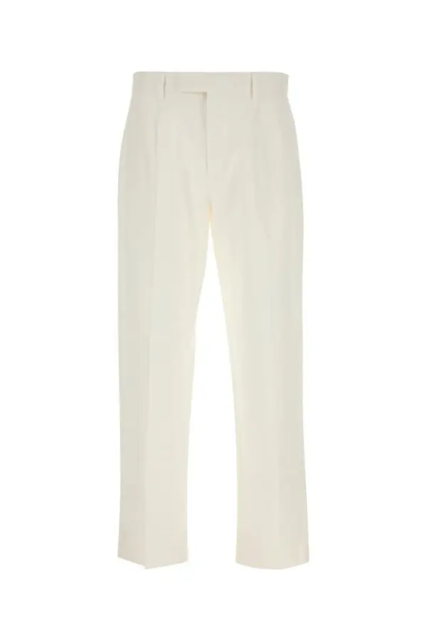Zegna Tailored Cotton And Wool Pants - Whitesolid