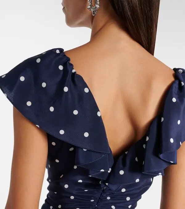 Alessandra Rich Polka-dot Silk Midi Dress
