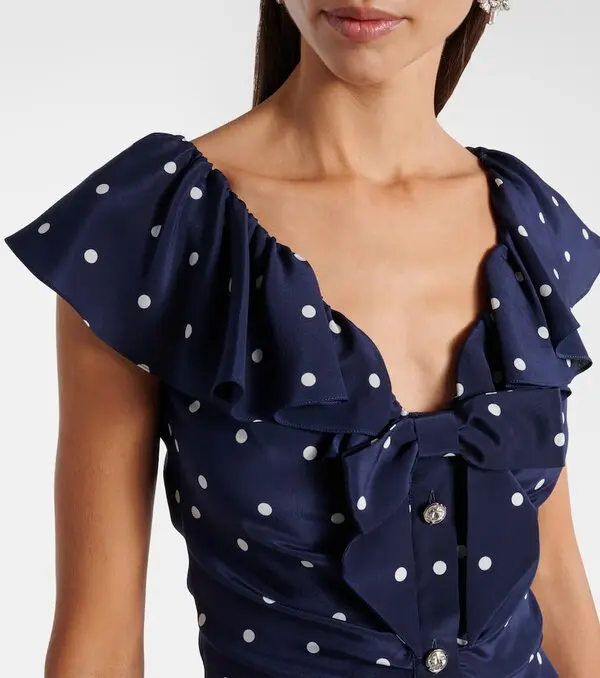 Alessandra Rich Polka-dot Silk Midi Dress