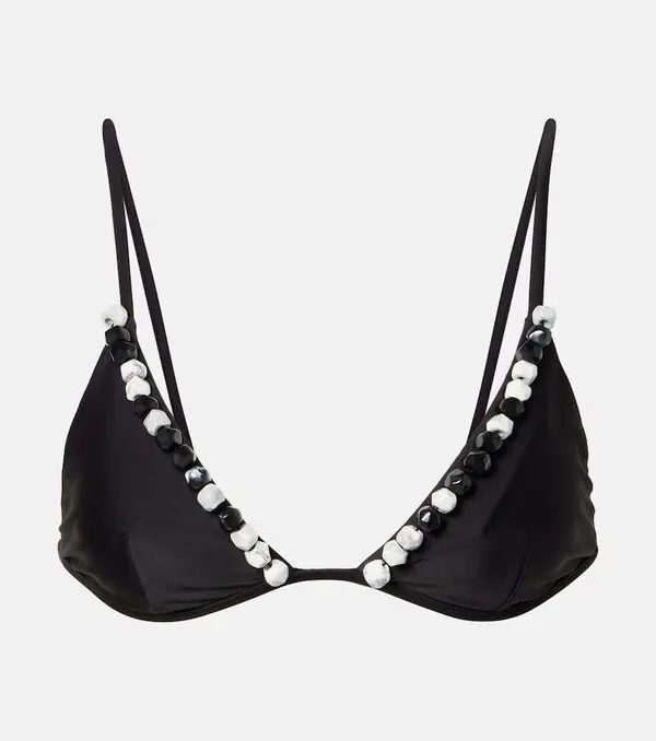 SIR. Baci Beaded Bikini Top - Black